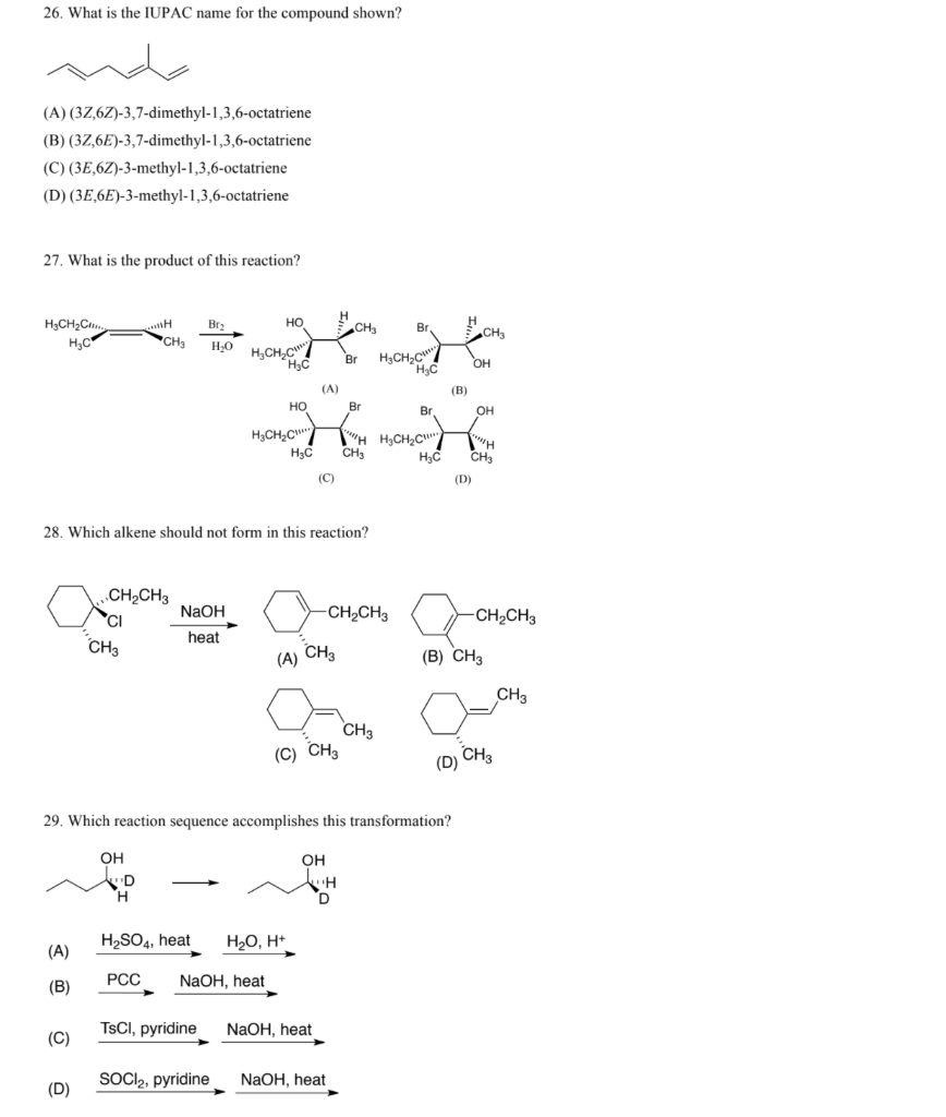 Solved 26. What is the IUPAC name for the compound shown? | Chegg.com