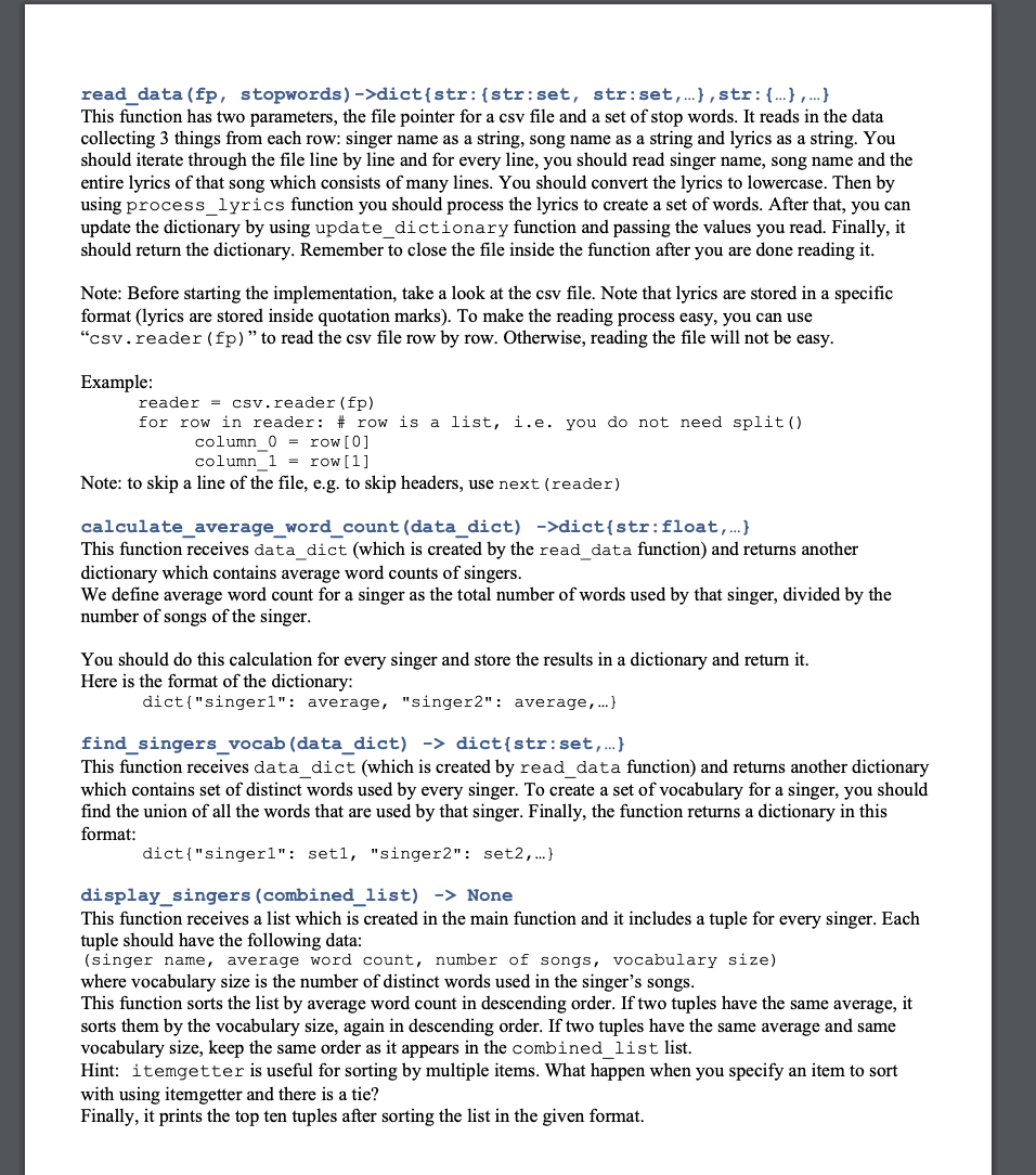Solved 4. Project Description You are given proj06.py which | Chegg.com