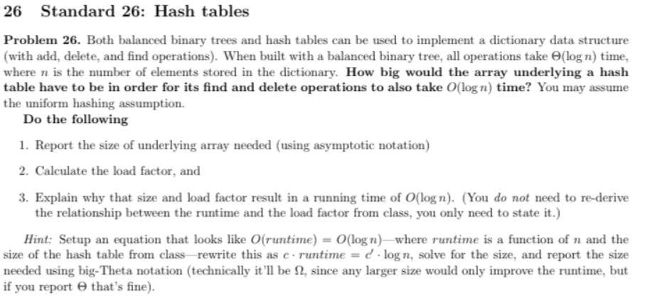 Solved 26 Standard 26: Hash tables Problem 26. Both balanced | Chegg.com