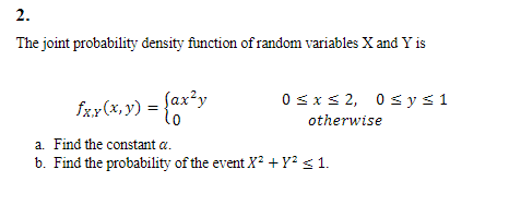 The joint probability density function of random | Chegg.com