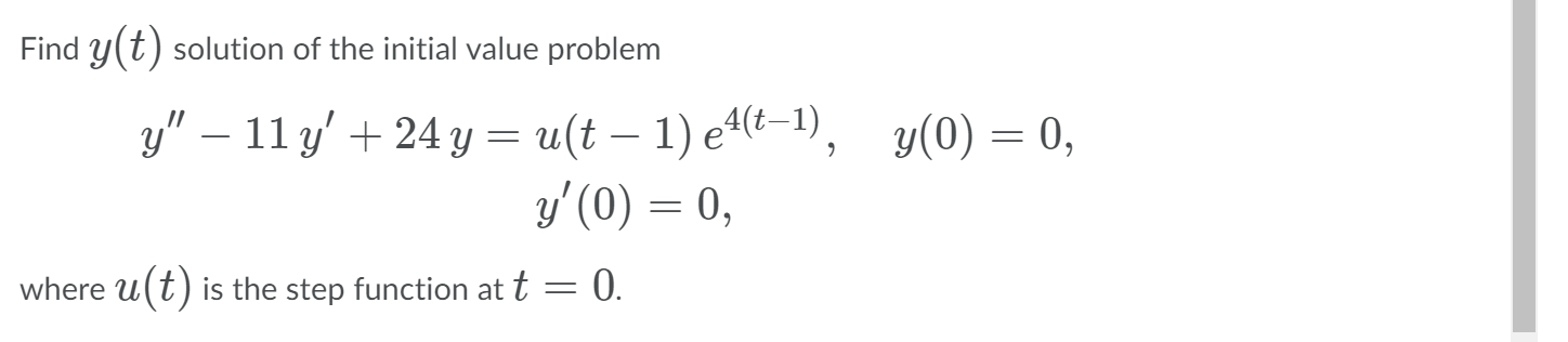 Solved = Find y(t) solution of the initial value problem y" | Chegg.com