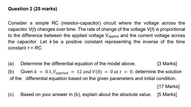 Solved Question 2 (25 ﻿marks)Consider a simple | Chegg.com
