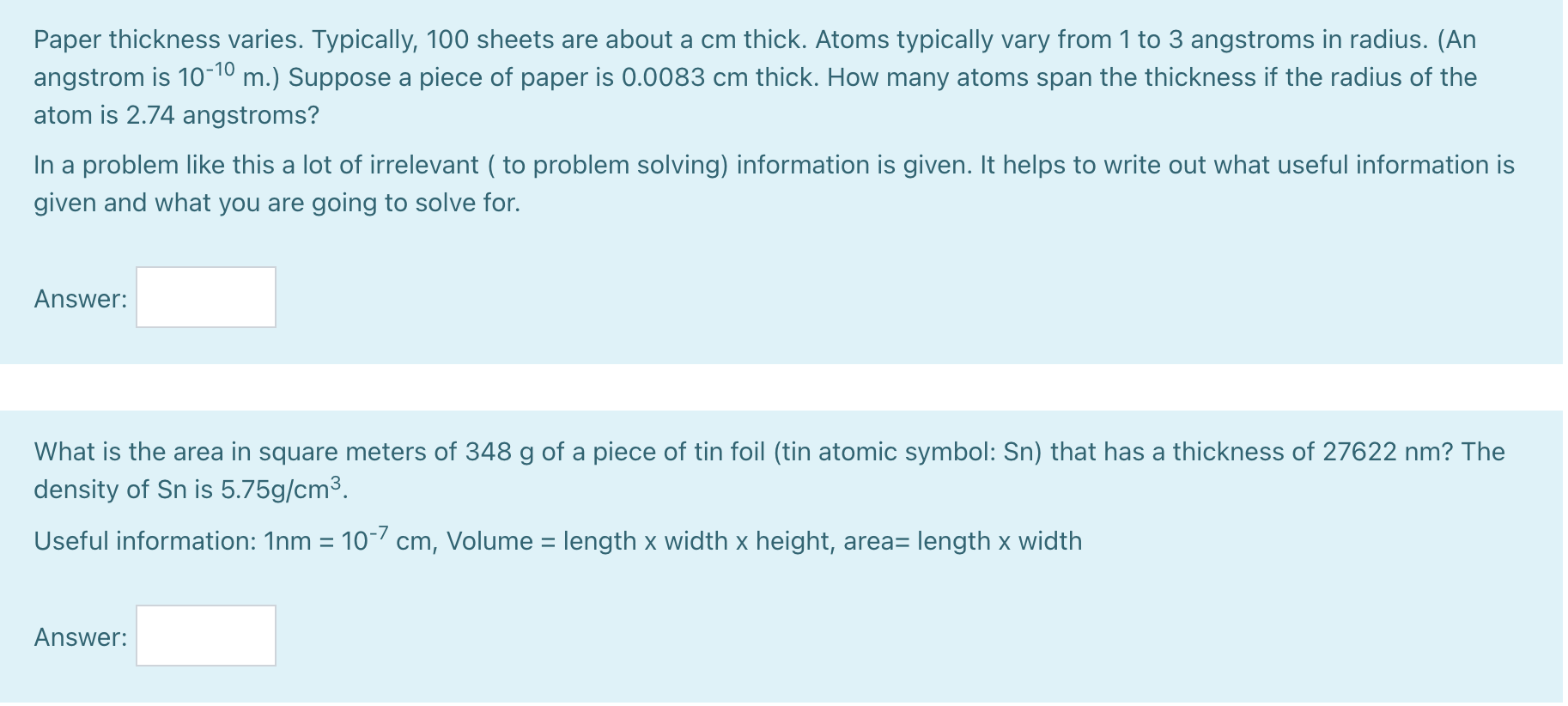 Solved Paper thickness varies. Typically, 100 sheets are | Chegg.com