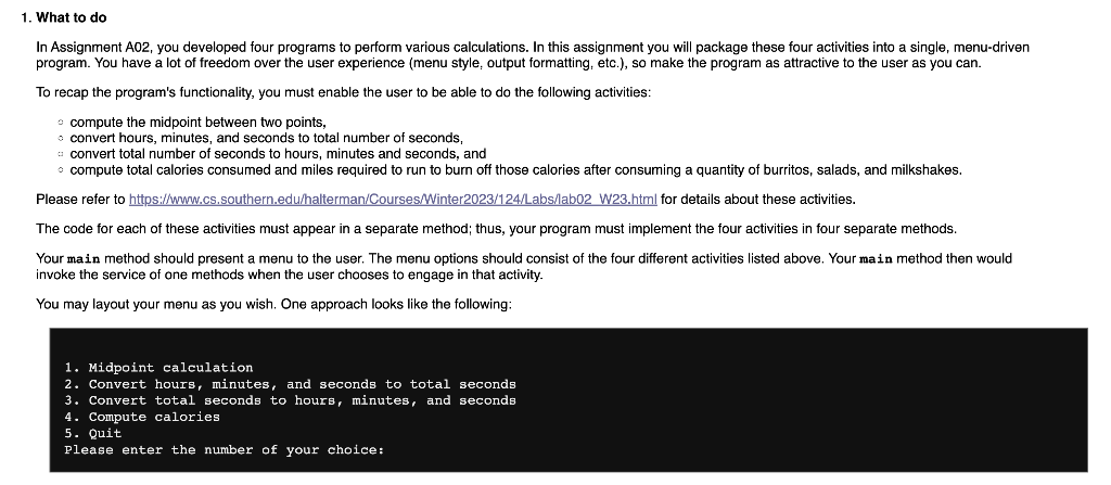 Solved In Assignment A02, you developed four programs to | Chegg.com
