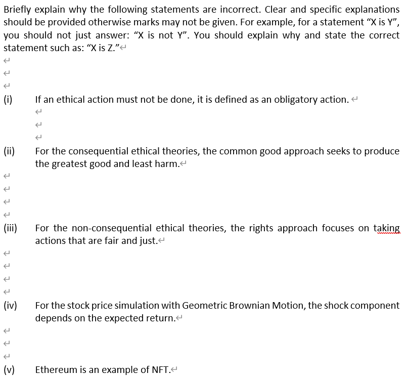 Solved Briefly explain why the following statements are | Chegg.com