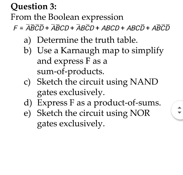 Solved Question 3 From The Boolean Expression Fe Abcd 