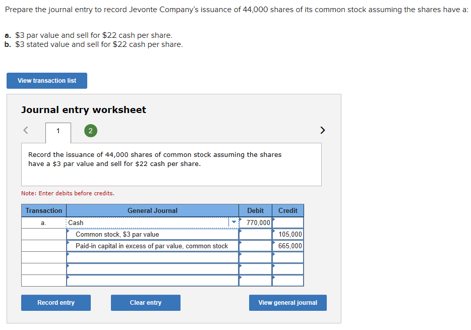 Solved Prepare the journal entry to record Jevonte Company's | Chegg.com