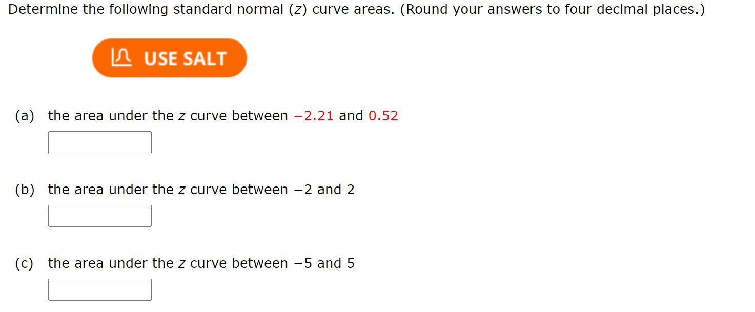 Solved Determine the following standard normal (2) curve | Chegg.com