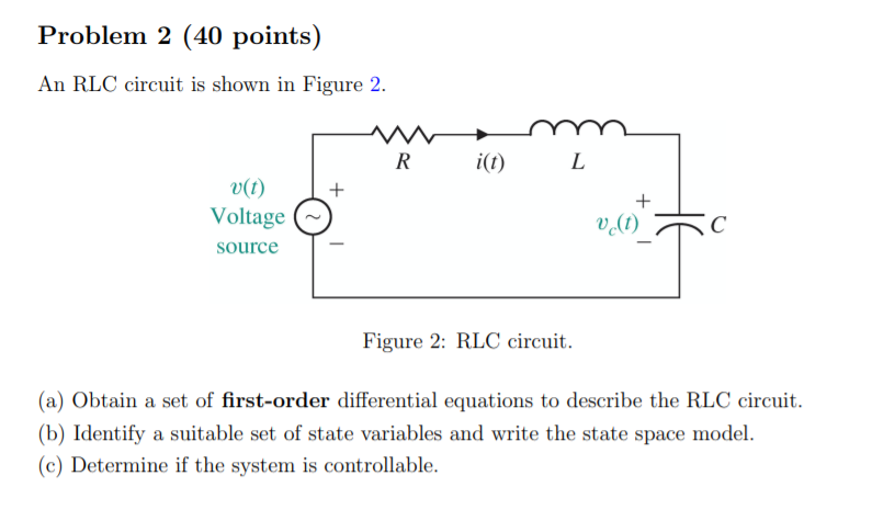 Solved Problem 2 (40 points) An RLC circuit is shown in | Chegg.com