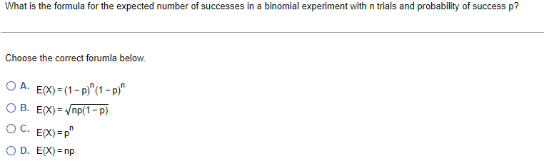 Solved What is the formula for the expected number of | Chegg.com