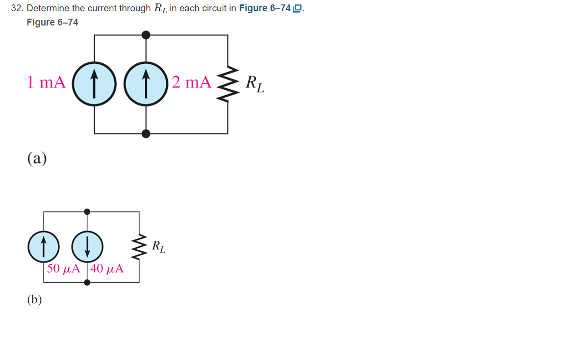 Solved 32. Determine the current through R, in each circuit | Chegg.com