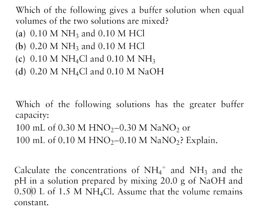 Solved a Which of the following gives a buffer solution when | Chegg.com