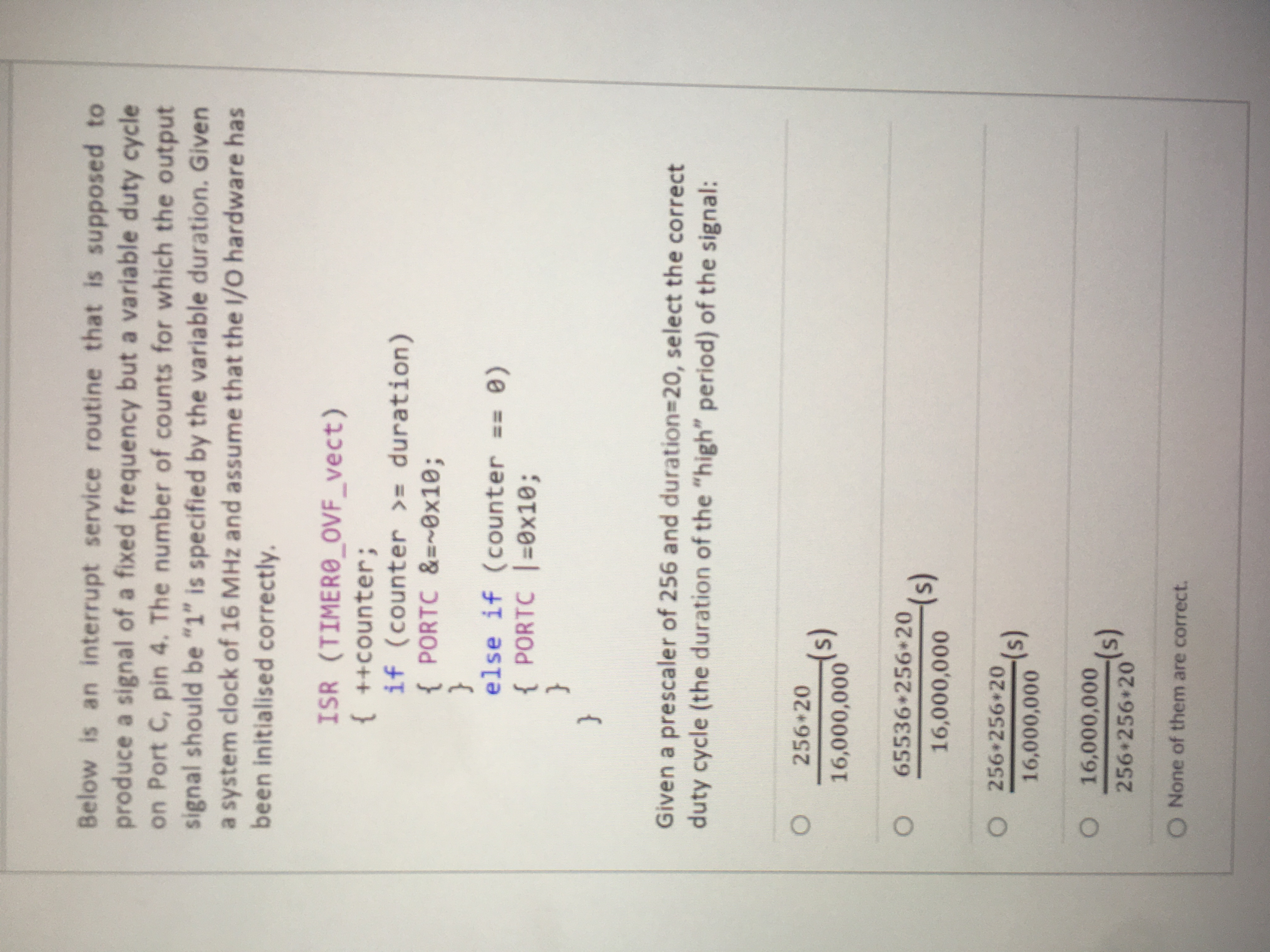 Solved Below is an interrupt service routine that is | Chegg.com