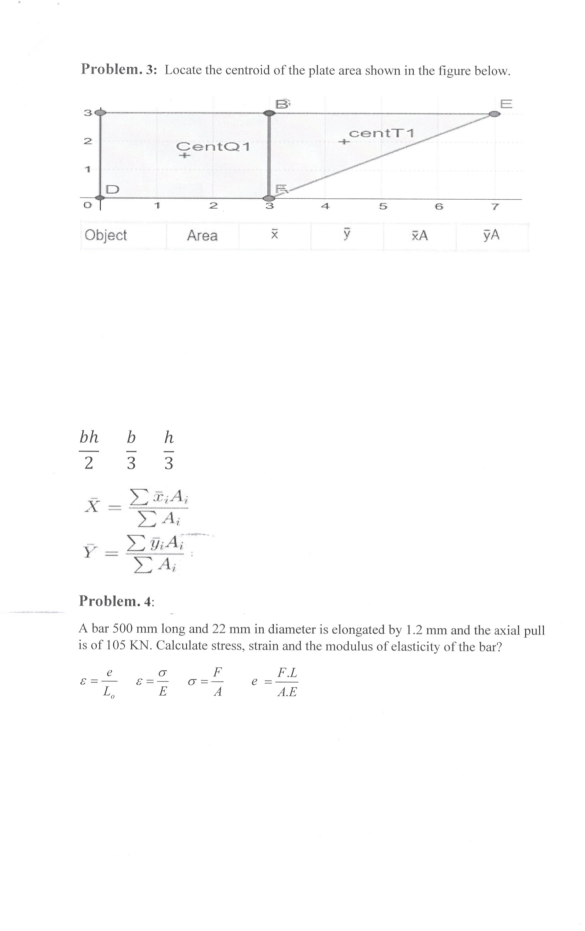 Solved Problem. 3: Locate the centroid of the plate area | Chegg.com