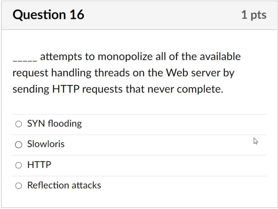 Solved The attacks the ability of a network server to | Chegg.com