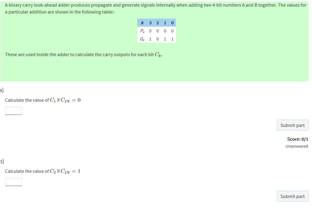 Solved digital electronics: A binary carry look-ahead | Chegg.com