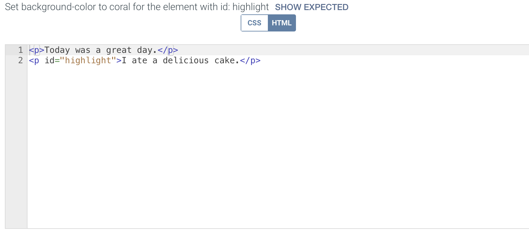Solved Set background-color to coral for the element with | Chegg.com