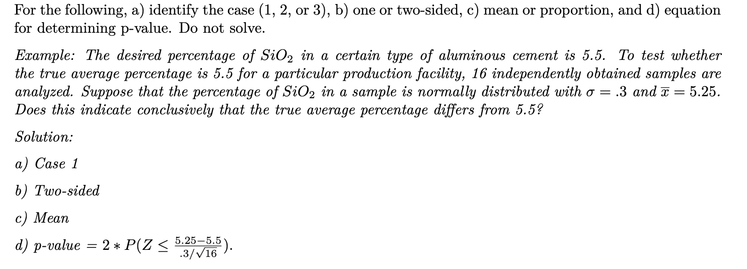 Solved For the following, a) identify the case (1, 2, or 3), | Chegg.com
