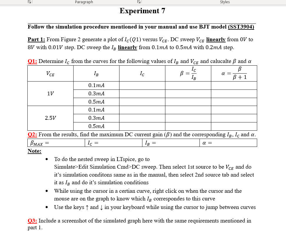 Solved Experiment 7 Follow the simulation procedure | Chegg.com