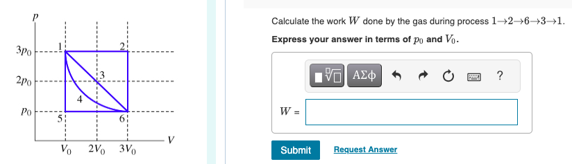 Solved Calculate the work W done by the gas during process | Chegg.com