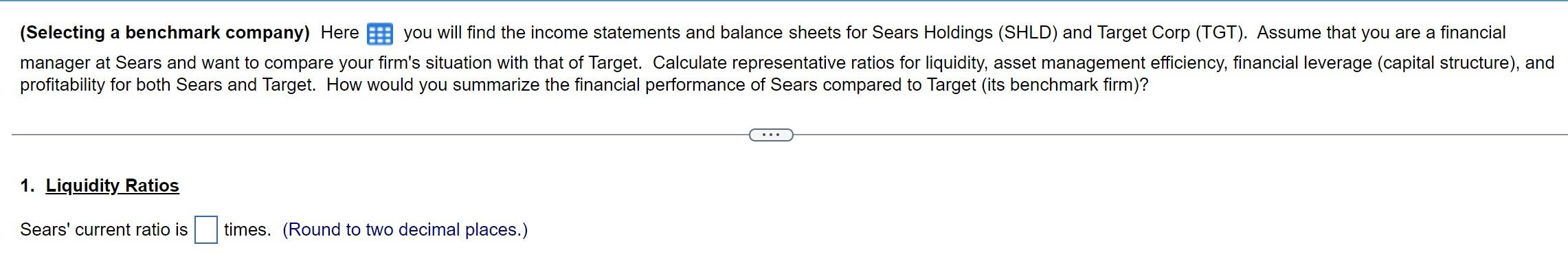 Solved (Selecting a benchmark company) Here you will find | Chegg.com