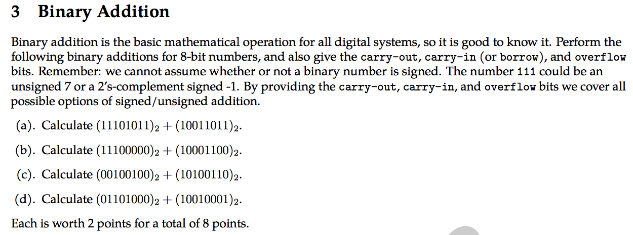 3 Binary Addition Binary addition is the basic | Chegg.com