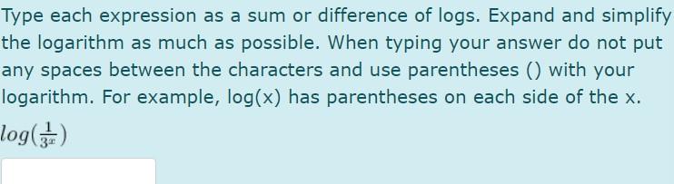 Solved Type each expression as a sum or difference of logs. | Chegg.com