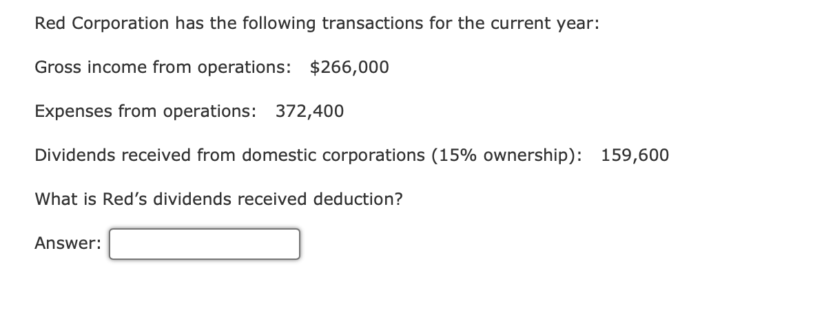 Solved Red Corporation has the following transactions for | Chegg.com