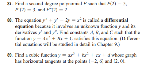 Solved 87. Find a second-degree polynomial P such that | Chegg.com