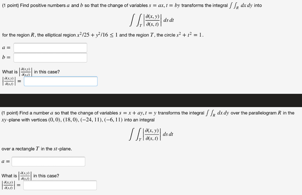 Solved (1 point) Find positive numbers a and b so that the | Chegg.com