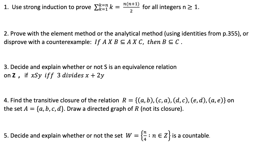 Solved 1. Use strong induction to prove Σκ- 'k-ine 1) for | Chegg.com