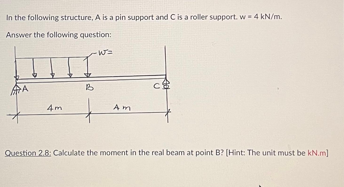 Solved In the following structure, A is a pin support and C | Chegg.com