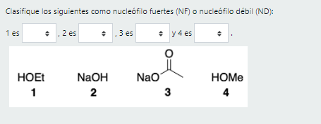 Solved Classify the following as strong nucleophile (NF) or | Chegg.com