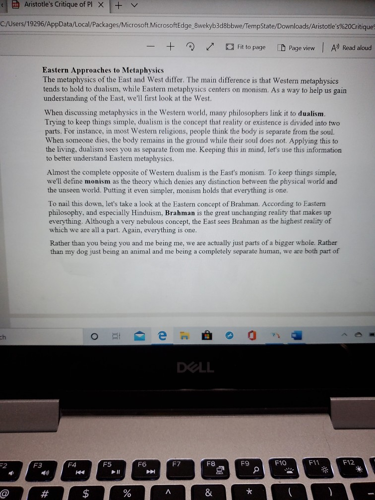 Aristotle's Critique of Platonic Metaphysics | Chegg.com