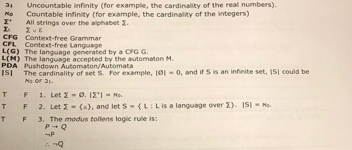 Solved a1 Uncountable infinity (for example, the cardinality | Chegg.com