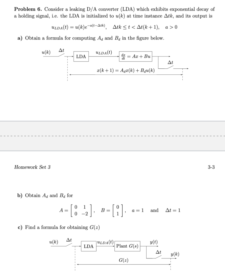 Problem 6. Consider a leaking D/A converter (LDA) | Chegg.com