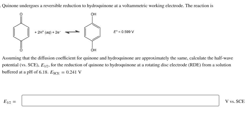 Solved Quinone undergoes a reversible reduction to | Chegg.com