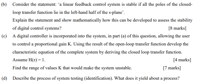 Solved (6) Consider the statement: ‘a linear feedback | Chegg.com