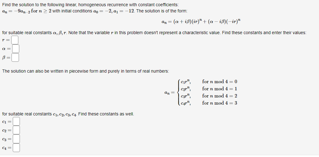 Solved Find the solution to the following linear, | Chegg.com