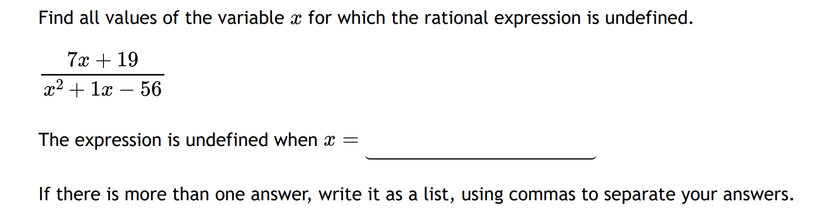 Solved Find all values of the variable x for which the | Chegg.com