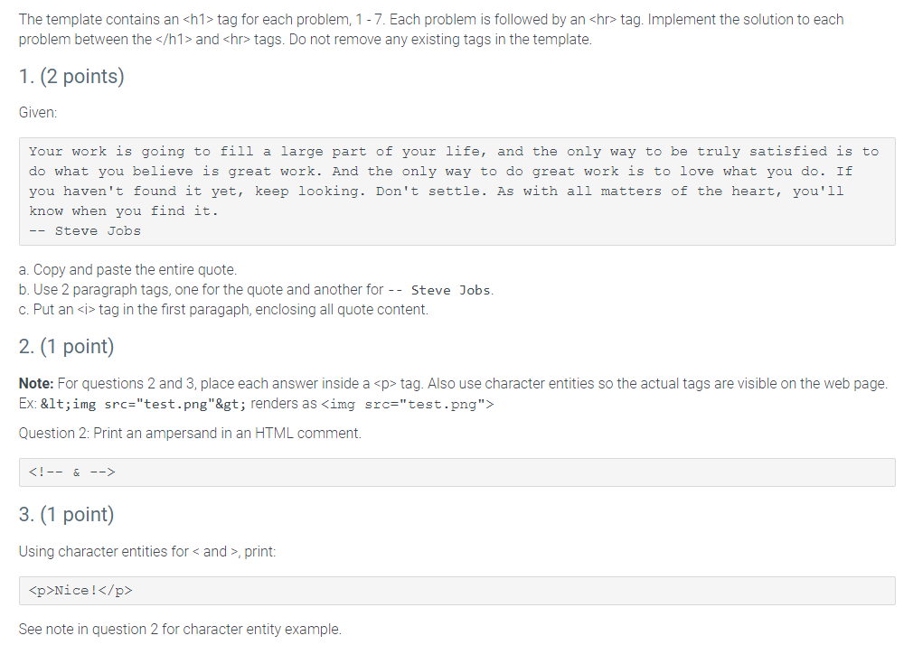 Solved The template contains an tag for each problem, | Chegg.com