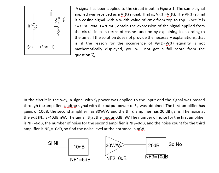 Solved 20 ohm VU) w A signal has been applied to the circuit | Chegg.com
