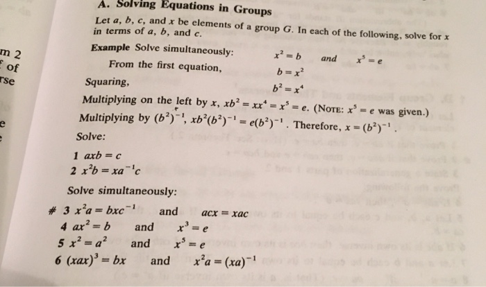 Solved Solving Equations in Groups Let a, b, c, and x be | Chegg.com