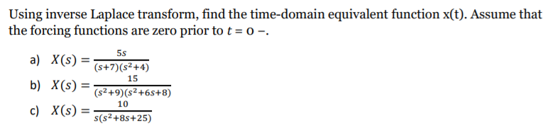 Solved Using inverse Laplace transform, find the time-domain | Chegg.com