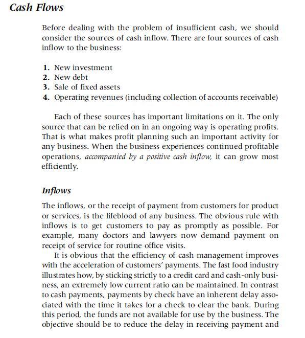 Solved Briefly explain the sources of cash inflow to the | Chegg.com