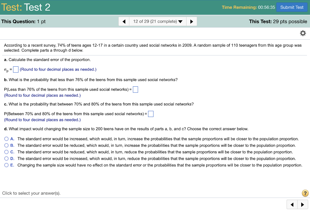 Solved Test:Test 2 Time Remaining: 00:56:35 Submit Test This | Chegg.com