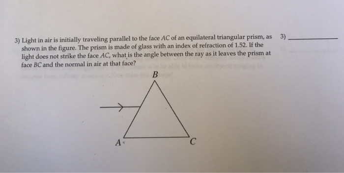 Solved Light in air is initially traveling parallel to the | Chegg.com