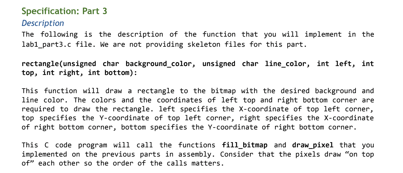 Specification: Part 3 Description The following is | Chegg.com