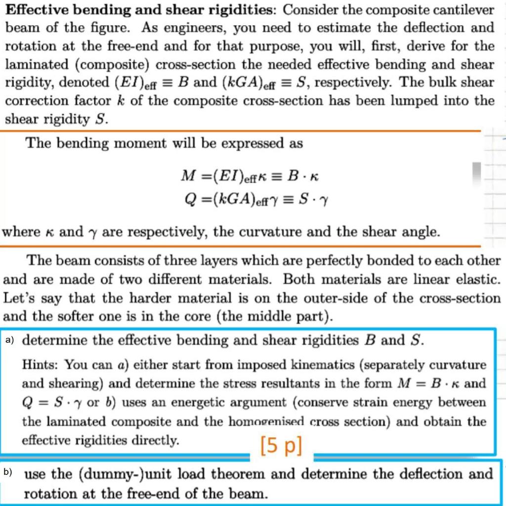 Effective bending and shear rigidities: Consider the | Chegg.com