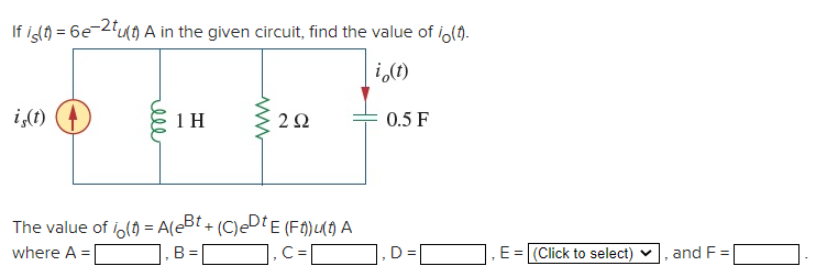 Solved If is(t) = 6e-2tu(t) A in the given circuit, find the | Chegg.com